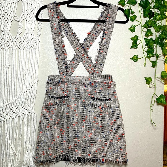 Zara | Skirts | Zara Tweed Mini Skirt With Suspenders | Poshmark
